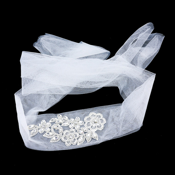 Accessories | Crystal Embellished Bridal Wedding Mesh Belt Hea | Poshmark